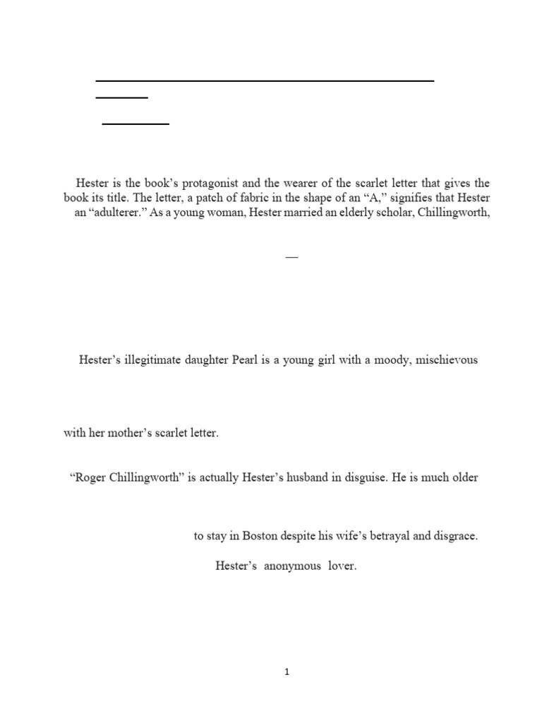 Major Characters in The Scarlet Letter | PDF | The Scarlet Letter ...