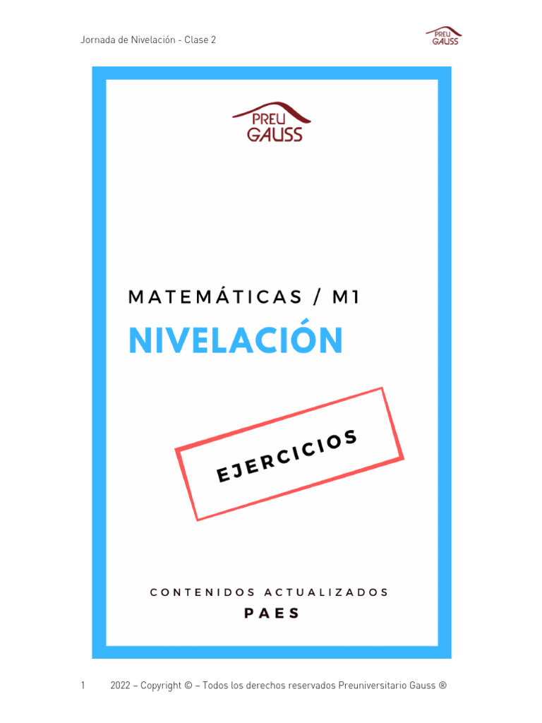 EJ CLASE 2 - M - Nivelacion | PDF