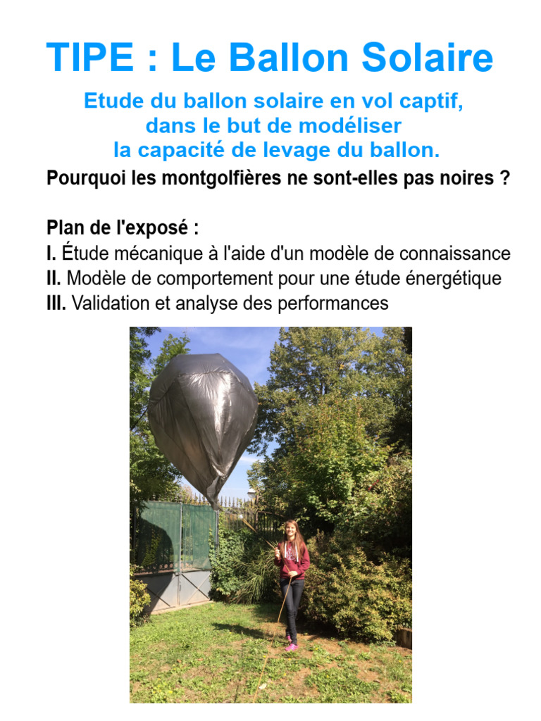 TIPE - Le Ballon Solaire | PDF
