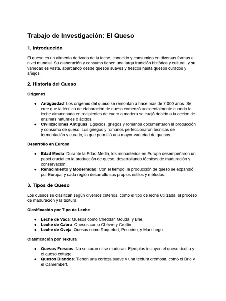 Trabajo de Investigación - El Queso | PDF