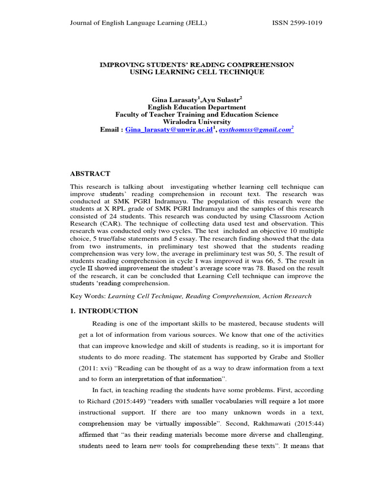 Improving Students Reading Comprehension F9fdc0aa | PDF