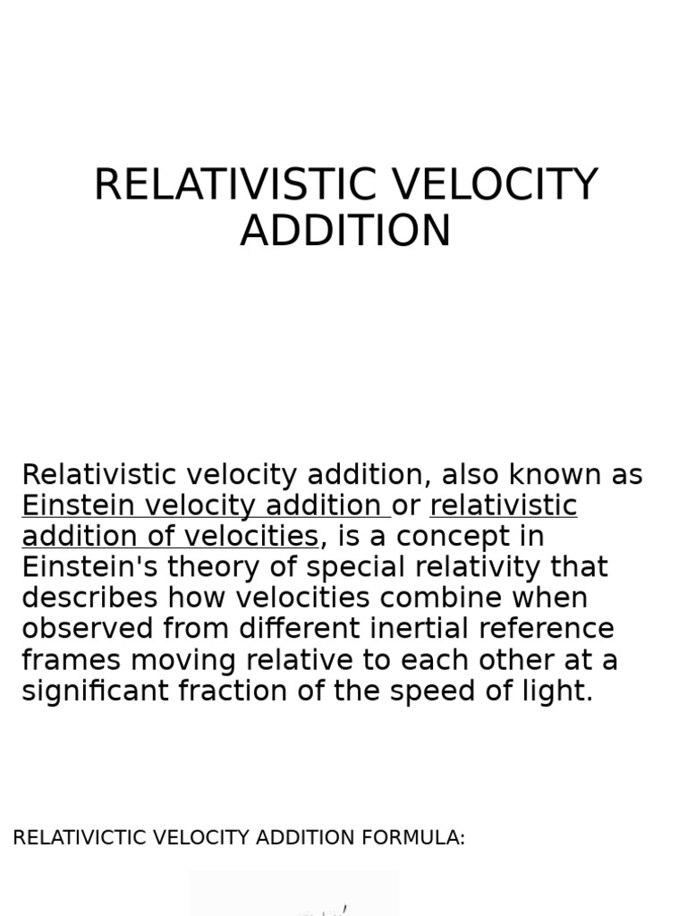 Relativistic Velocity Addition | PDF