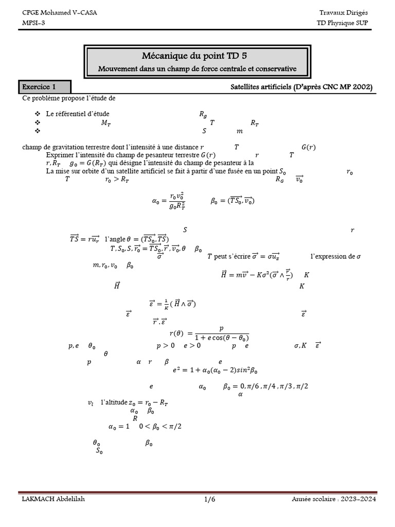 TD7 - Mécanique Du Point | PDF