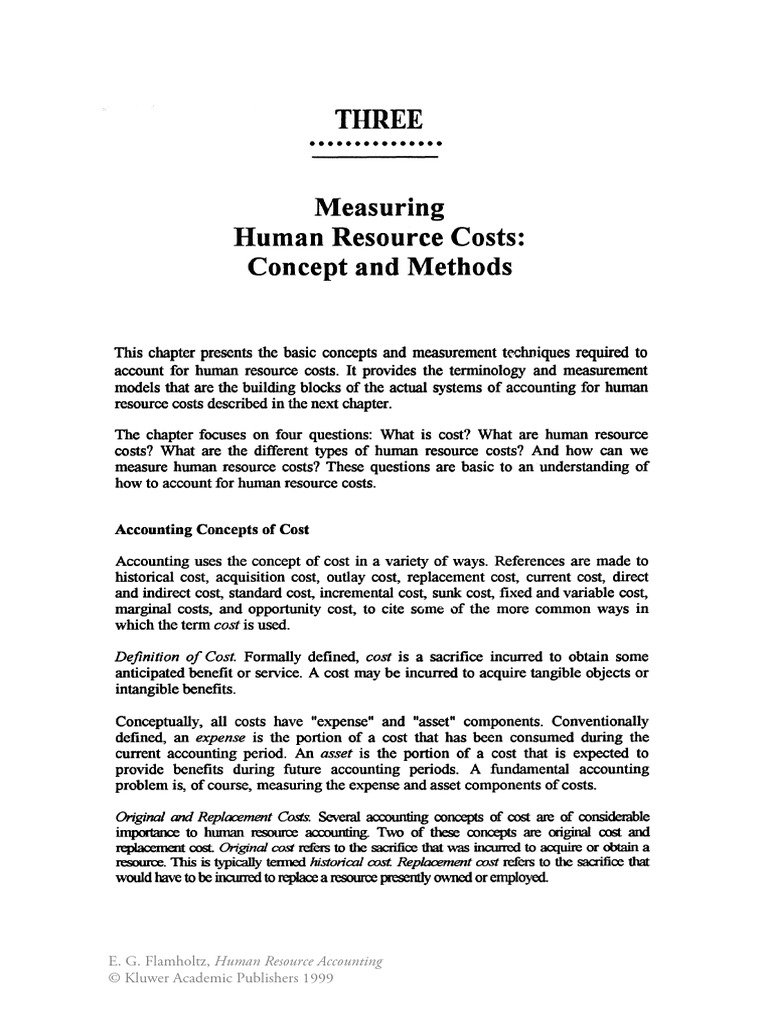 Measuring Human Resource Costs: Concept and Methods: Three | PDF