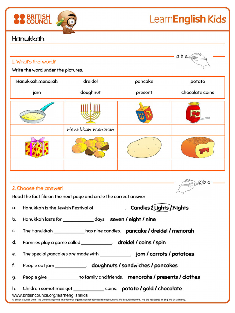 Reading Practice Hanukkah Worksheet | PDF