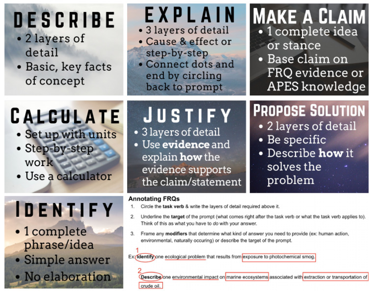 APES FRQ Task Verb Sheet | PDF