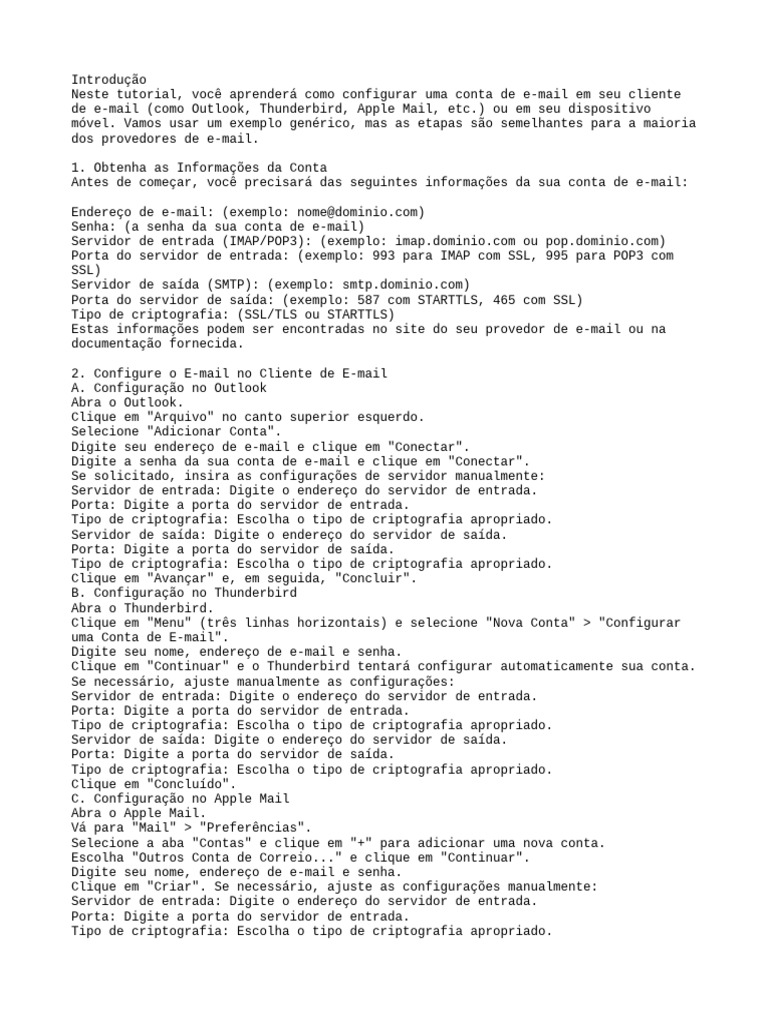 Como Configurar E-Mail | PDF