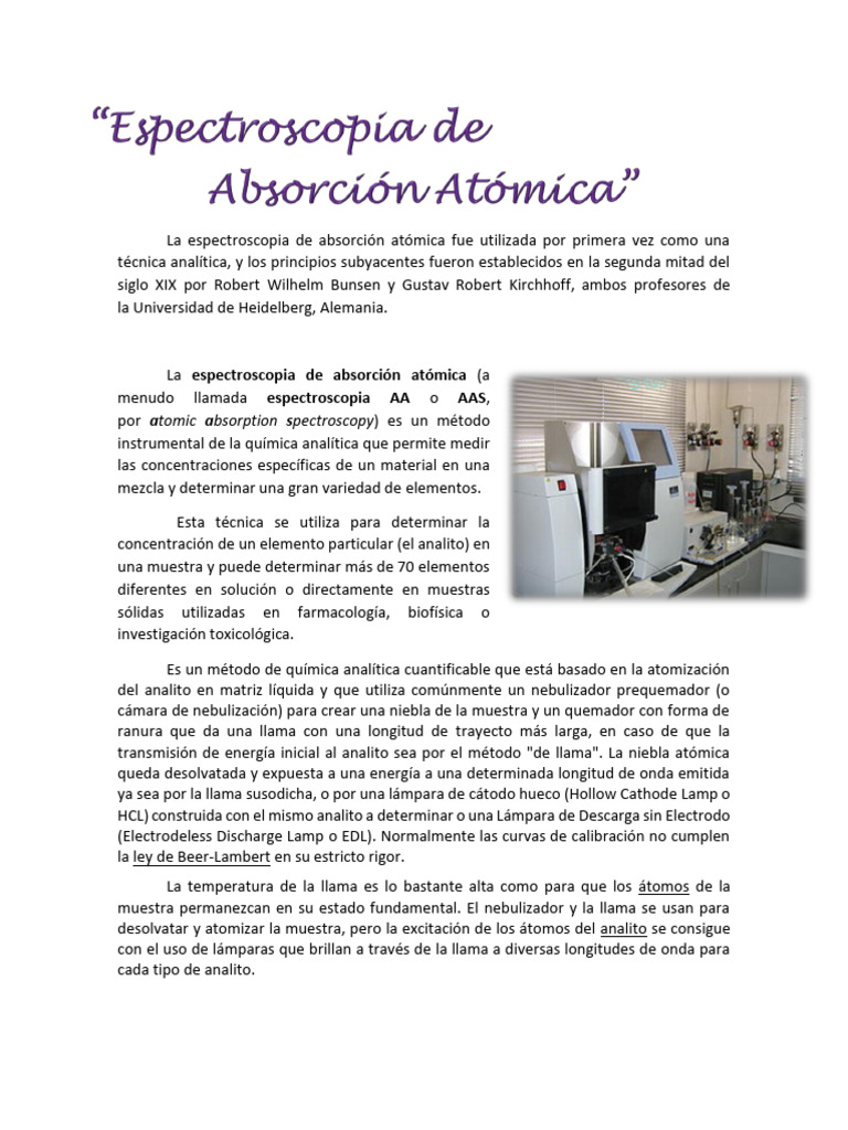 4.-Espectroscopia de Absorción Atómica | PDF | Espectroscopía de ...