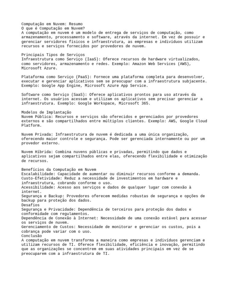 Resumo - Cloud | PDF
