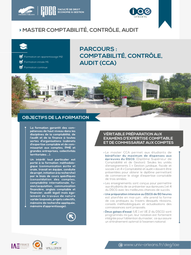 Plaquette Master Comptabilité, Contrôle, Audit (CCA) 2020 - DEG | PDF