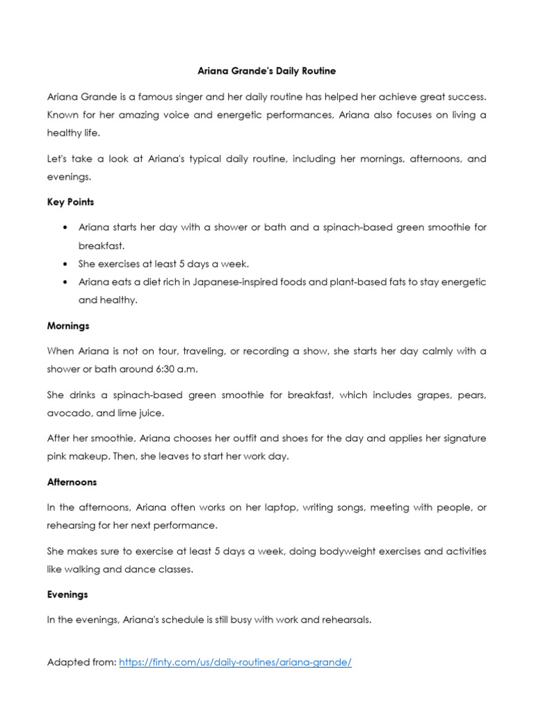 Ariana Grande_s Daily Routine | PDF