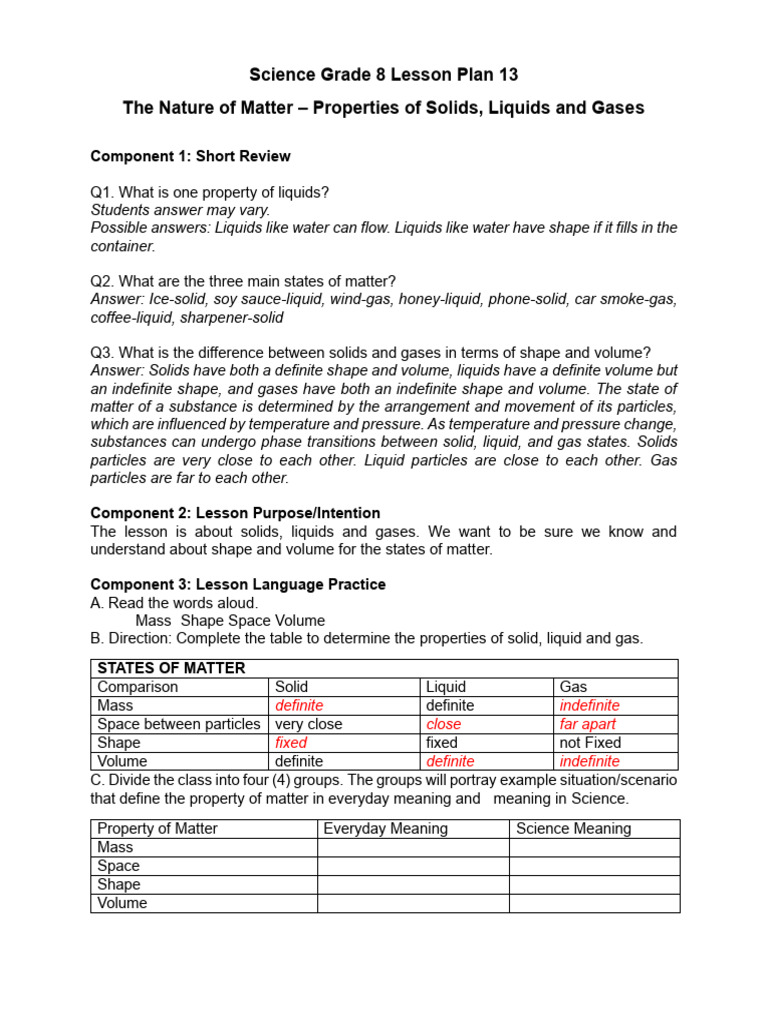 NLC - Science 8 - Lesson Plan - 13 | PDF