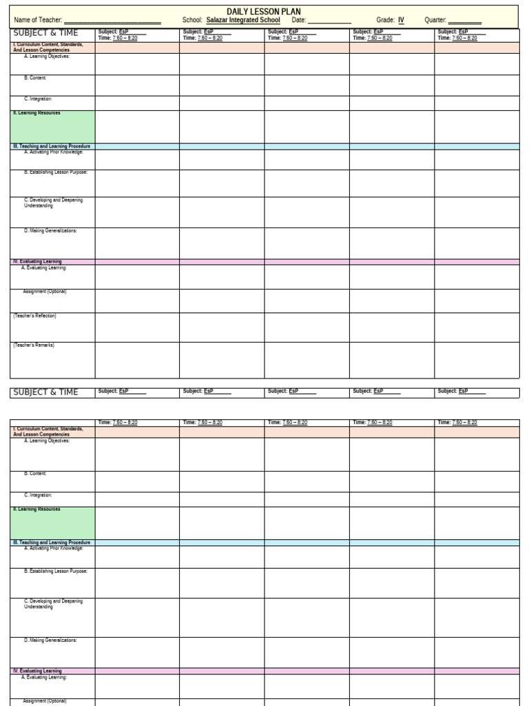 DAILY-LESSON-PLAN- FOR MATATAG | PDF