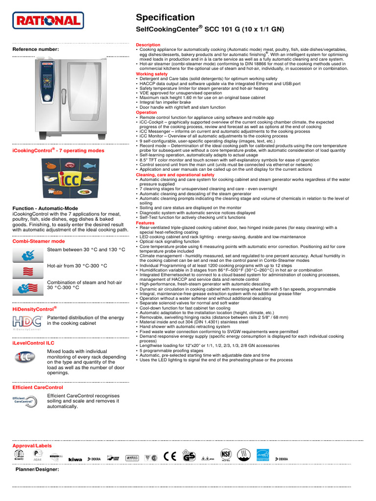 Rational SCC 101 Gas 10 X 1 1 GN 847 MM Self Cooking Center Combi Oven ...