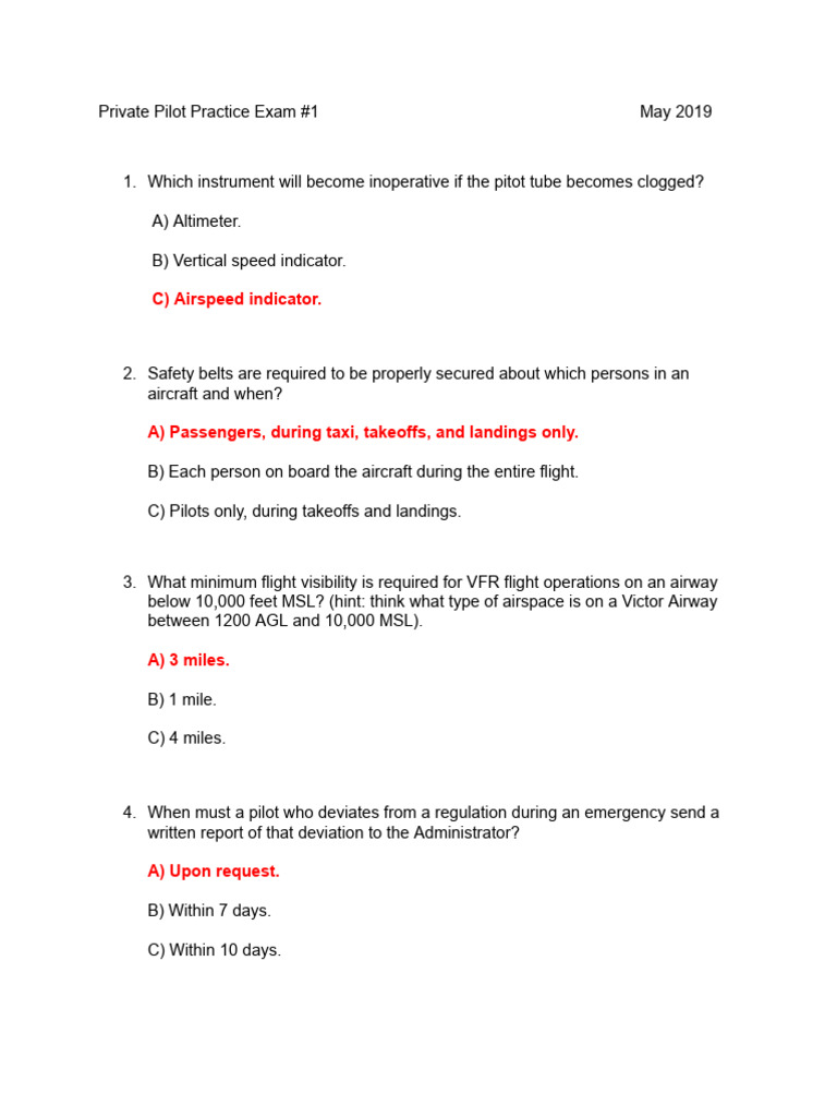 PPL Written Test #1 - KEY | PDF