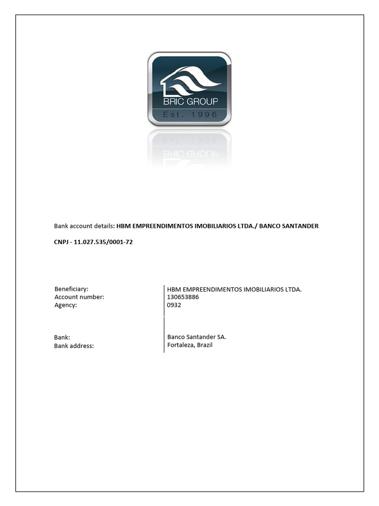 HBM-Santander - Local Bank Details | PDF