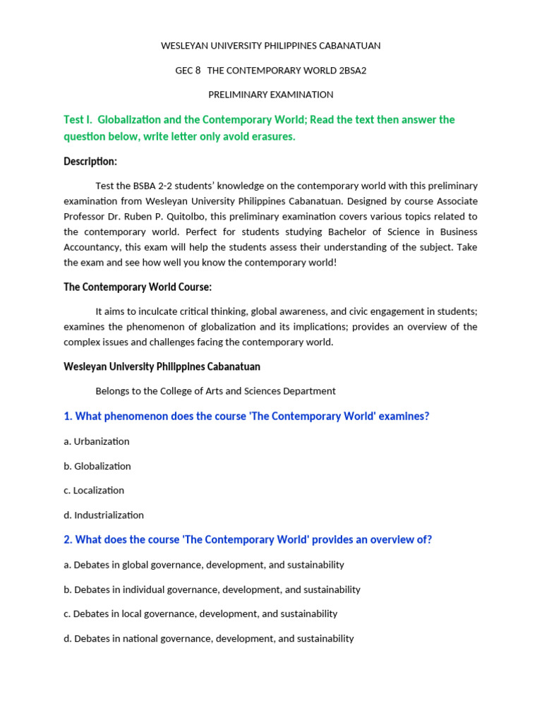 Preliminary Examination Sample | PDF