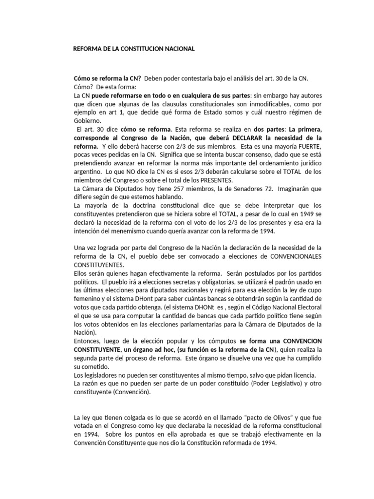 Reforma De La Constitucion Nacional 2 Pdf