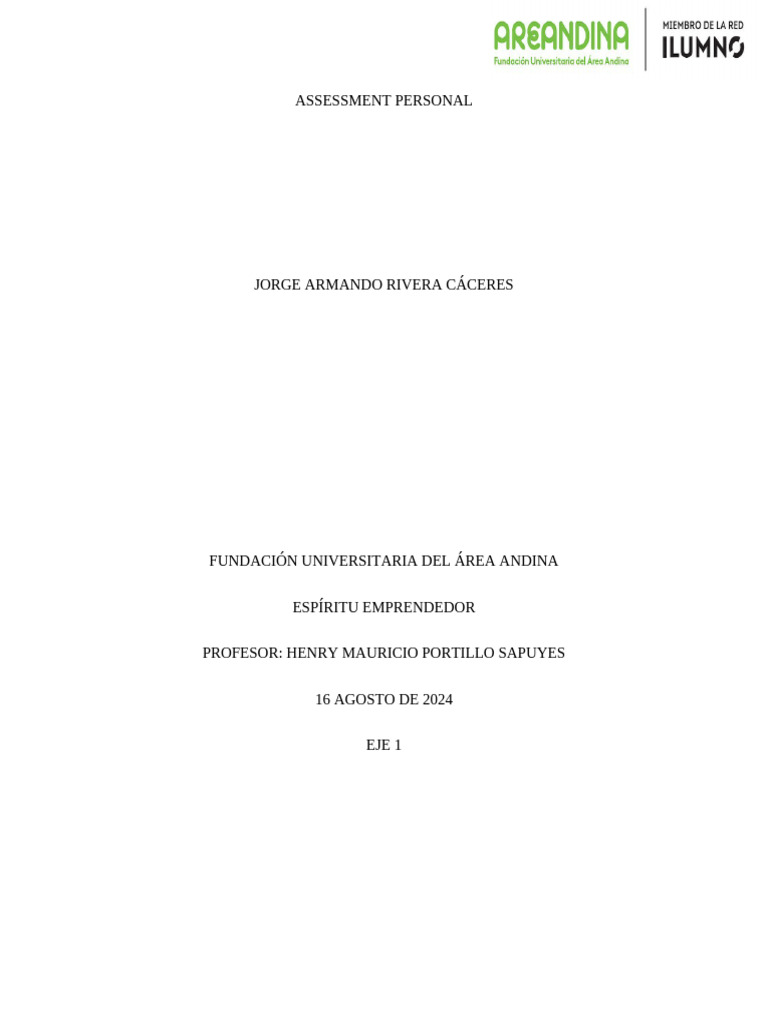 Assessment Personal Eje 1. | PDF