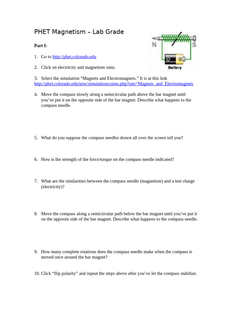 PhET Simulation - Magnets and Electromagnets | PDF
