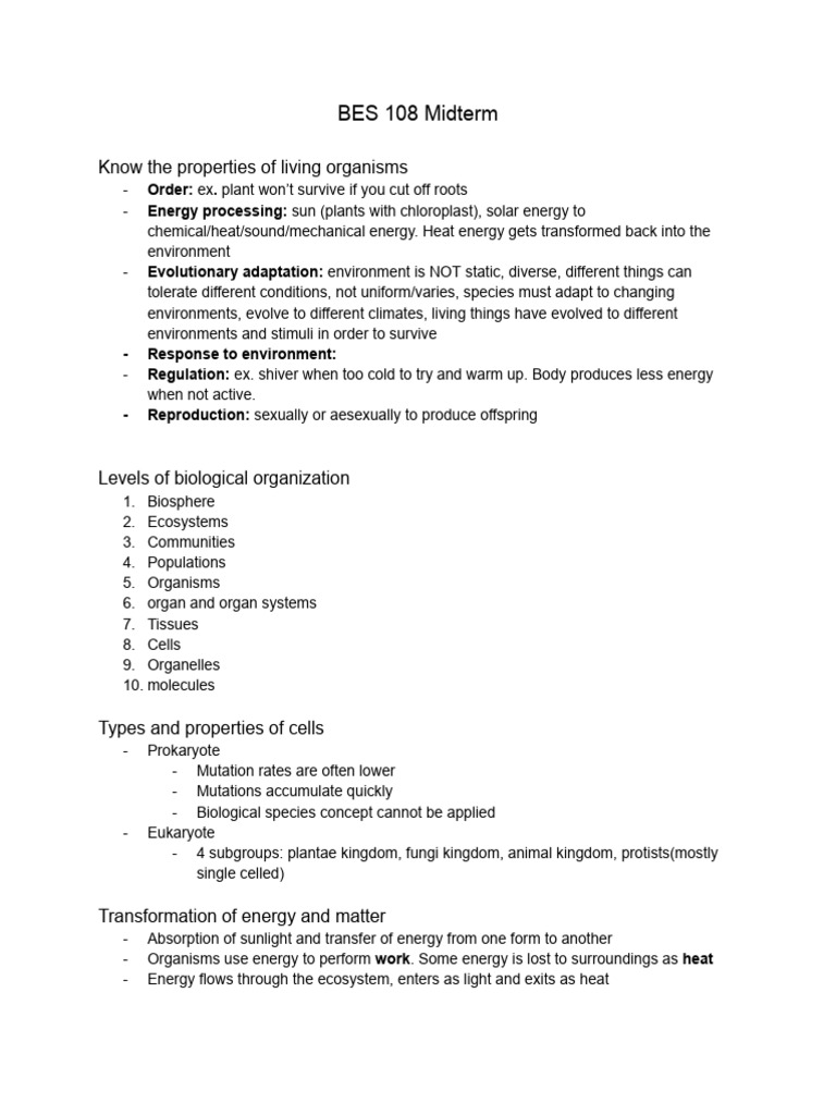 BES 108 Study Guide | PDF