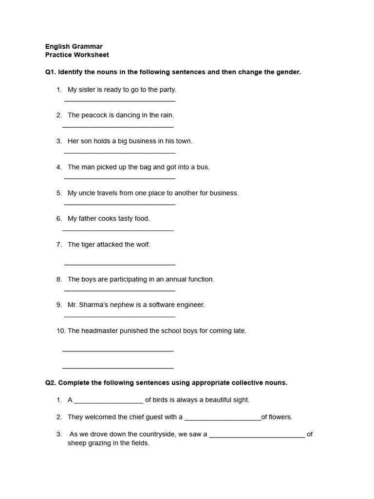 Grammar Practice Worksheet | PDF