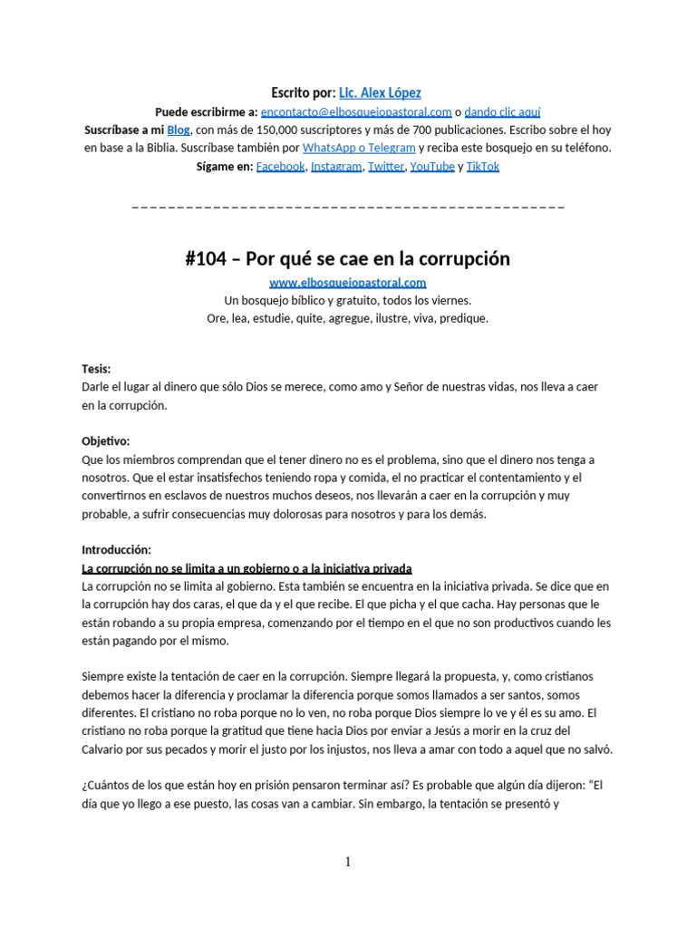 Por Qué Se Cae en La Corrupción - Por Alex López | PDF
