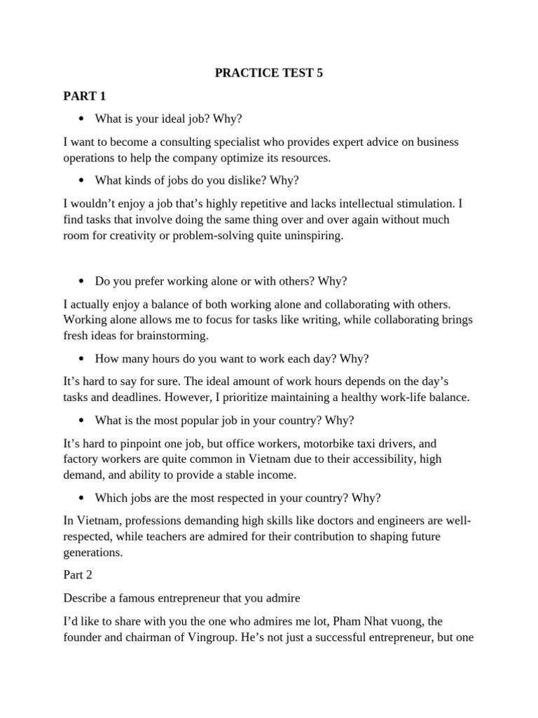 Speaking Practice Test 5 | PDF