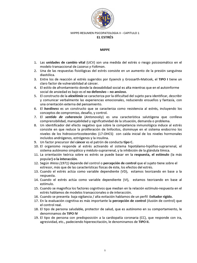 MIPPE 2PP Psicopatologia - Organized | PDF | Career & Growth | Self ...