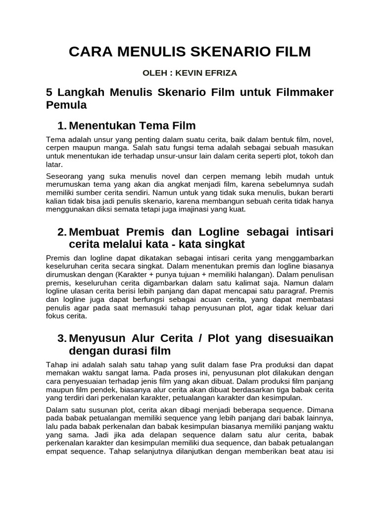 Cara Menulis Skenario Film | PDF