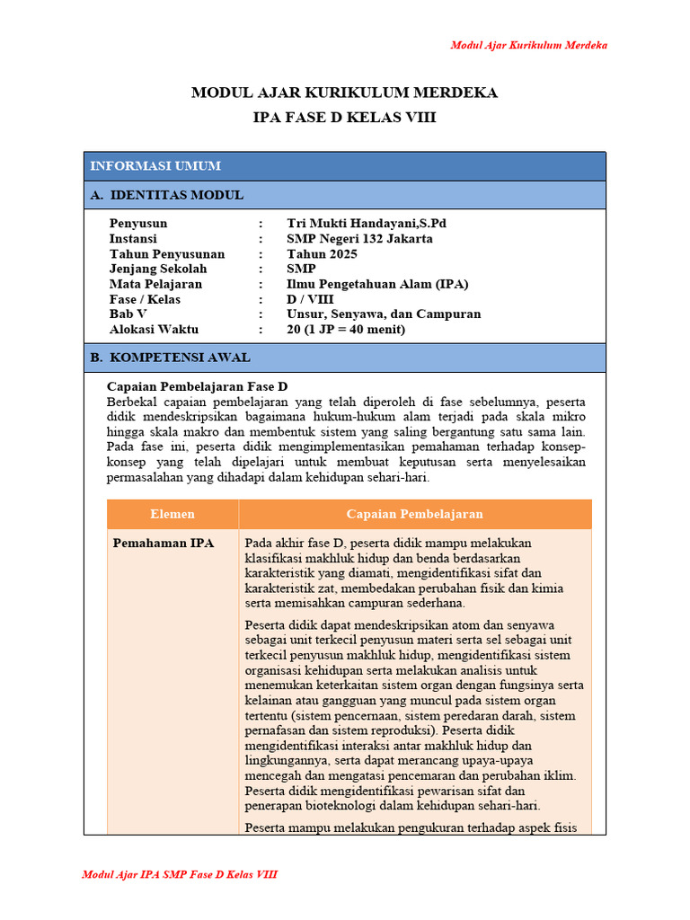 Modul Ajar Kls 8 BAB 5 | PDF