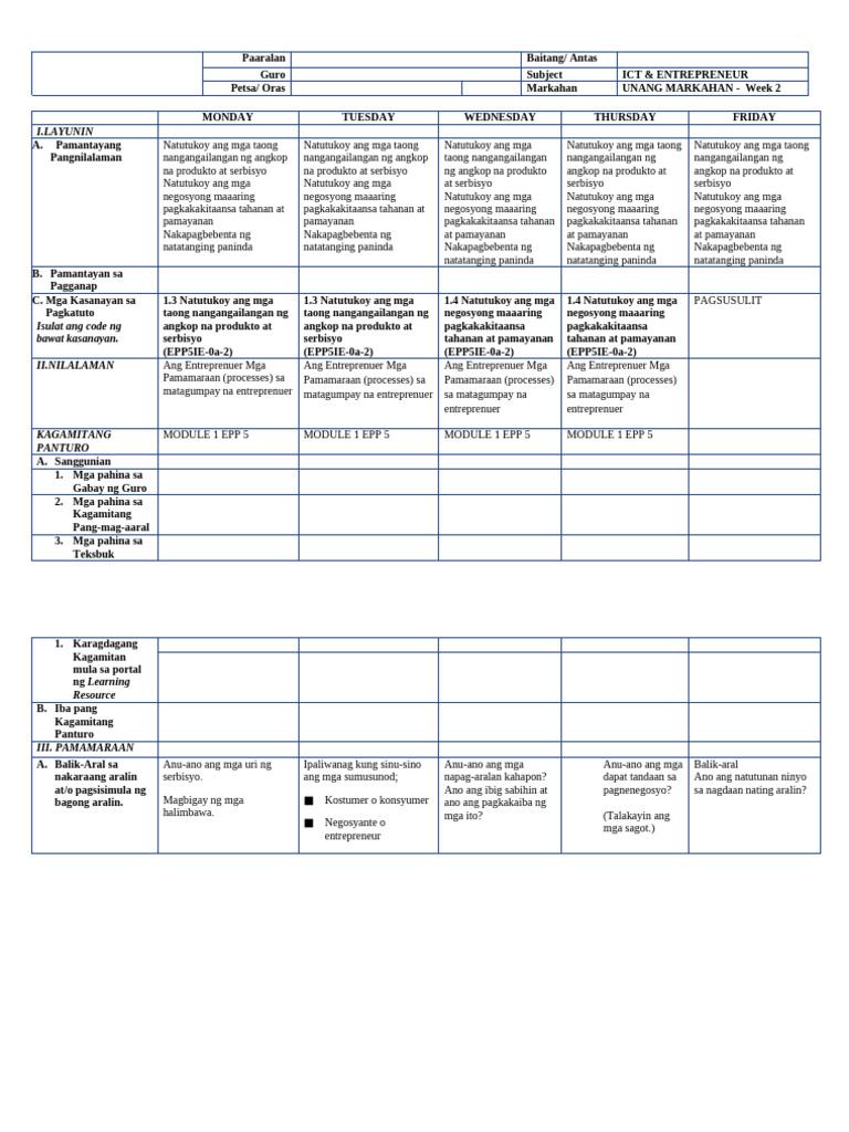 DLL Week 2 Epp V | PDF