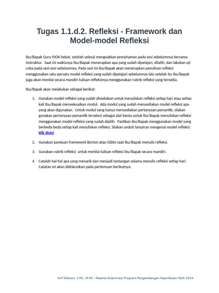Tugas 1.1.d.2. Refleksi - Framework Dan Model-Model Refleksi Arif ...