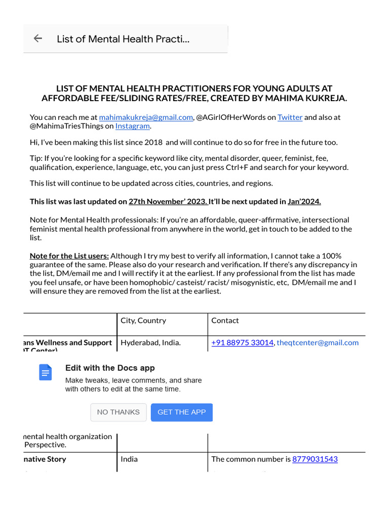 List of Mental Health Practitioners For Young Adults at Affordable Fee ...