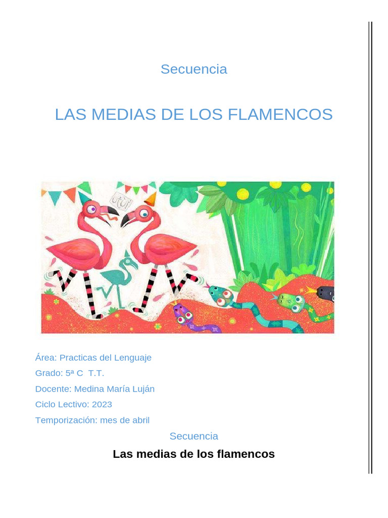 Actividades sobre "Las Medias de los Flamencos" | PDF | Narración | Cuentos