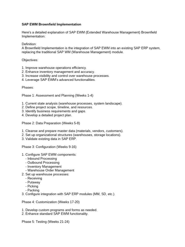 SAP EWM Brownfield Implementation | PDF
