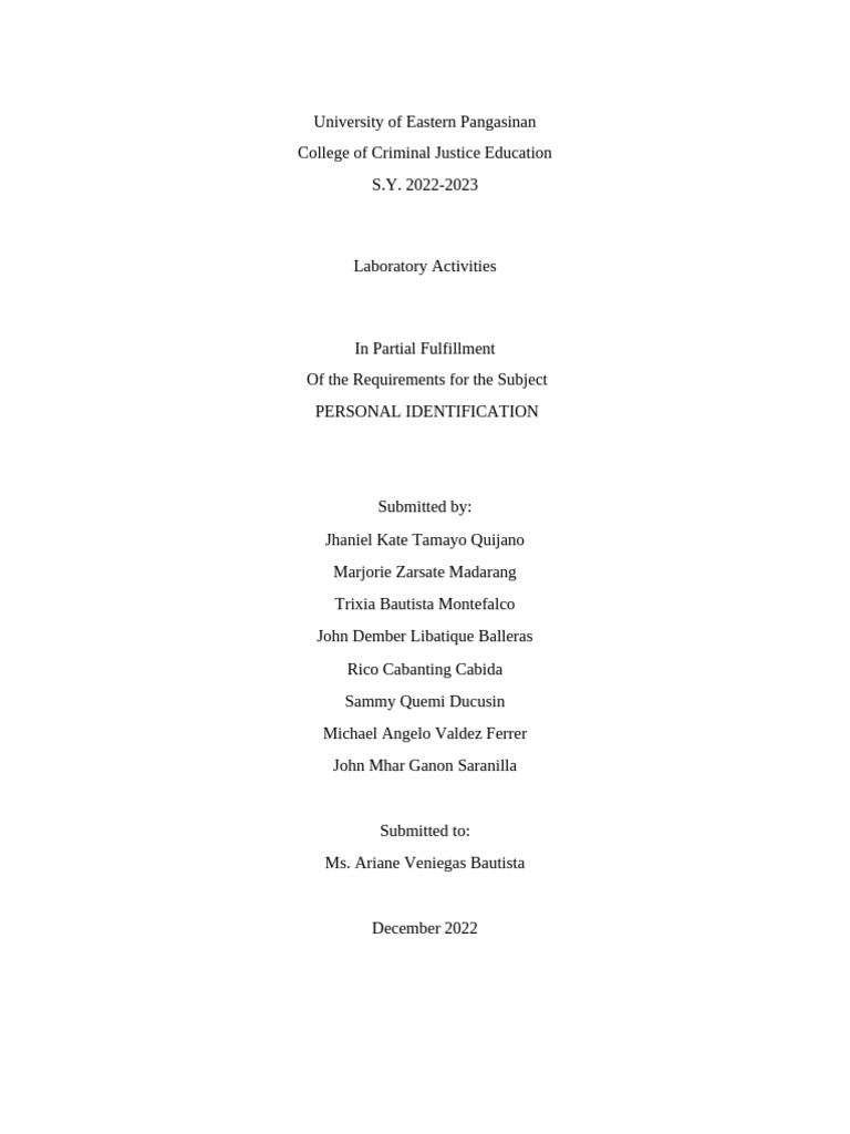 Personal Identification | PDF