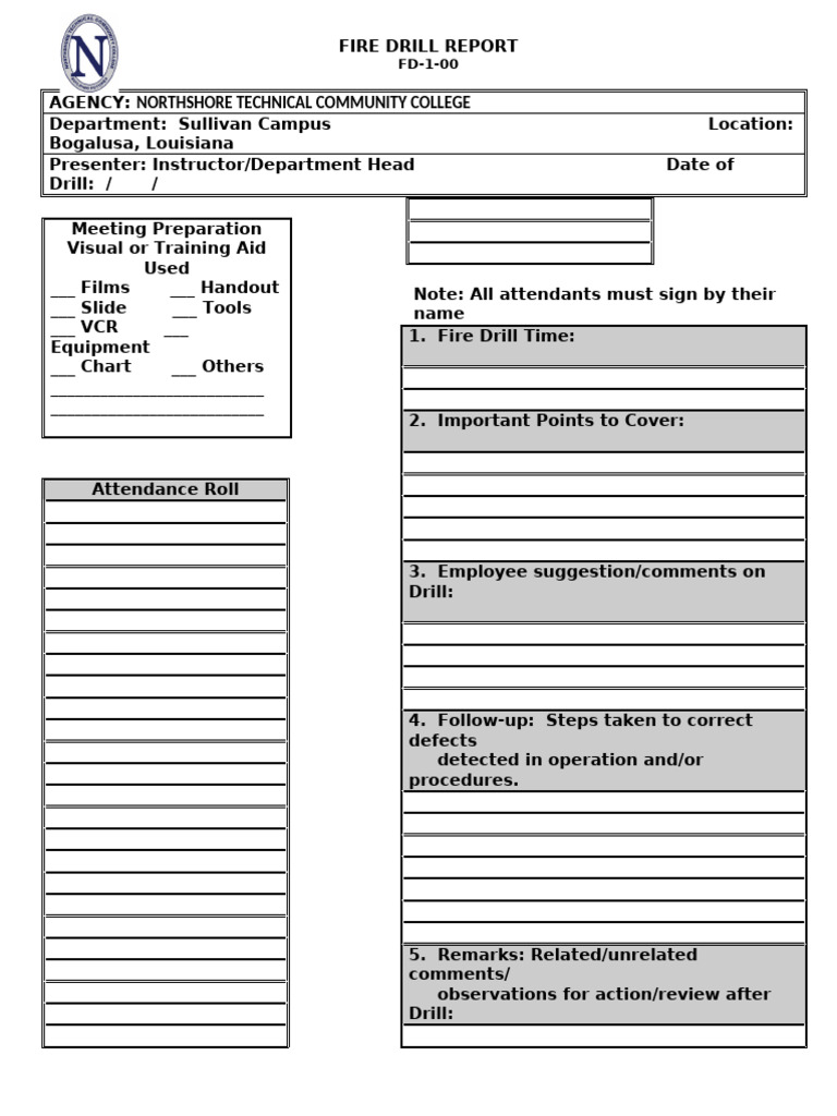 FireDrillForm (ORM) NTCC | PDF