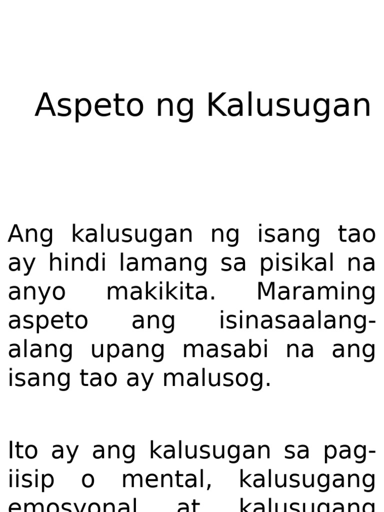 Aspeto NG Kalusugan | PDF