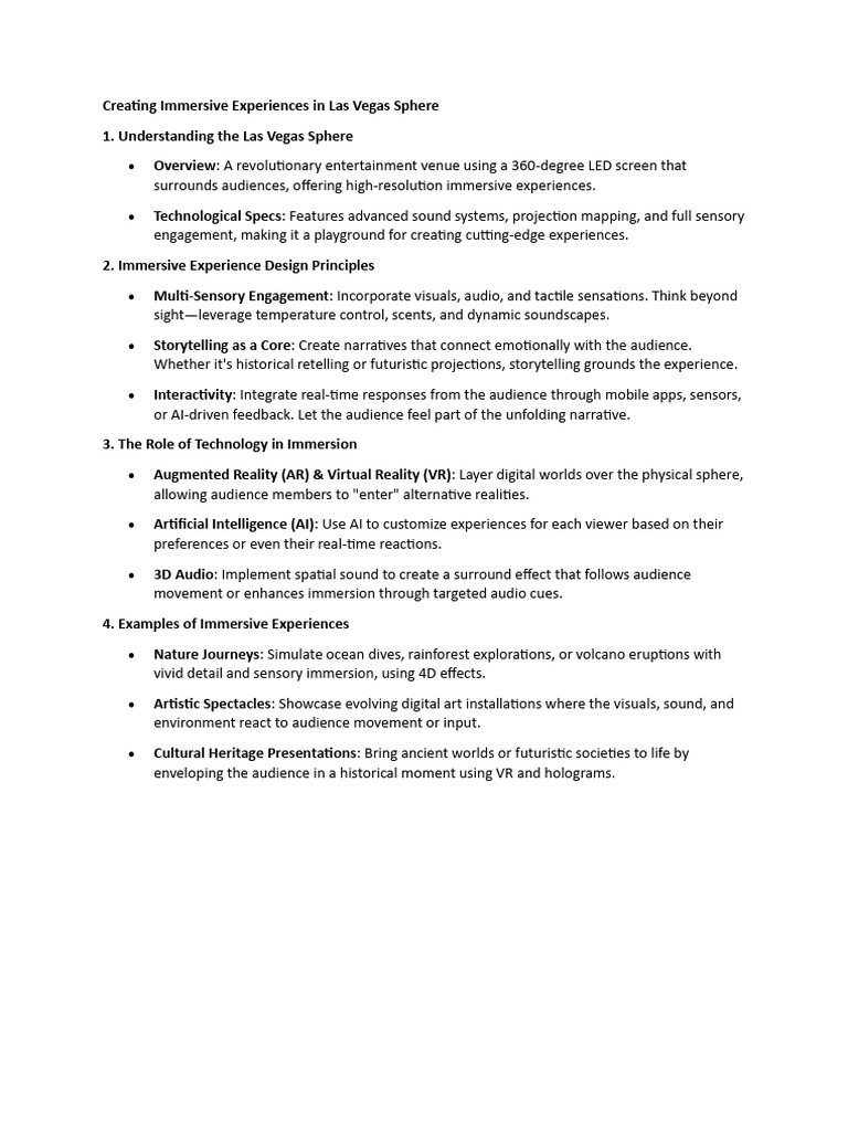 Creating Immersive Experiences in Las Vegas Sphere (Guidelines) | PDF
