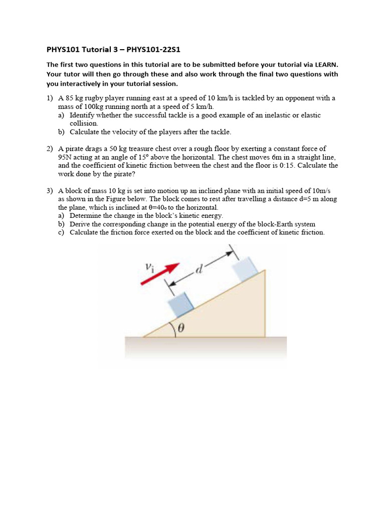 PHYS101-22S1 Tutorial3 | PDF