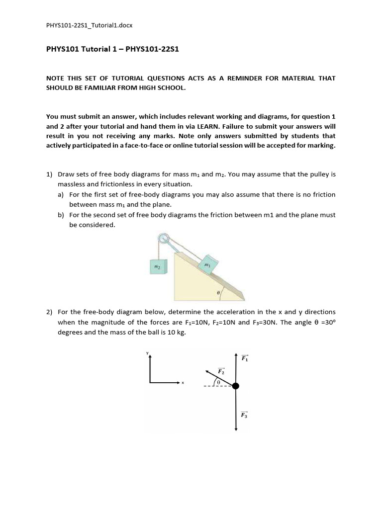 PHYS101-22S1 Tutorial1 | PDF