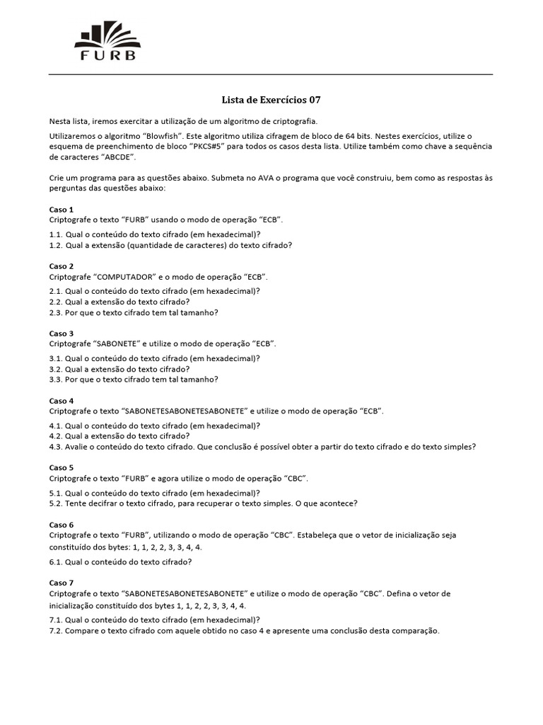 L07 - Criptografia Blowfish | PDF