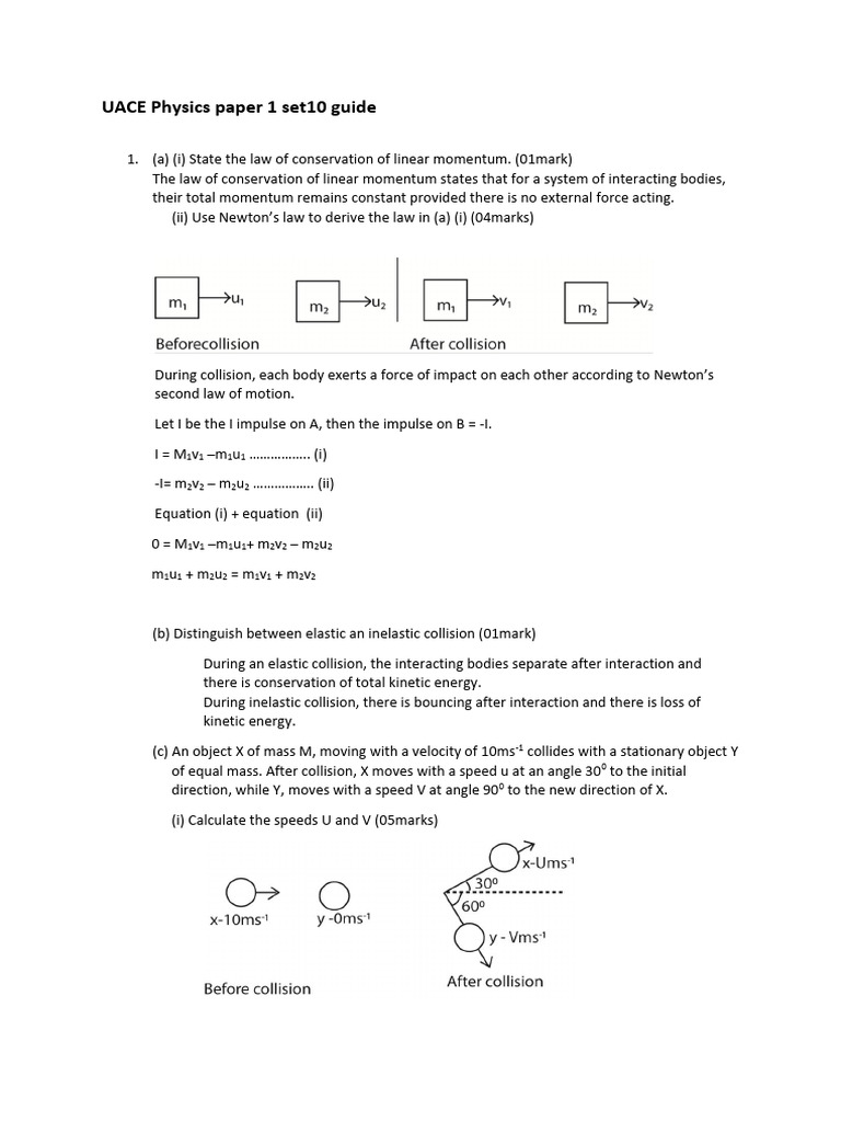 UACE Physics Paper 1 Set10 Guide | PDF | Friction | Science & Mathematics