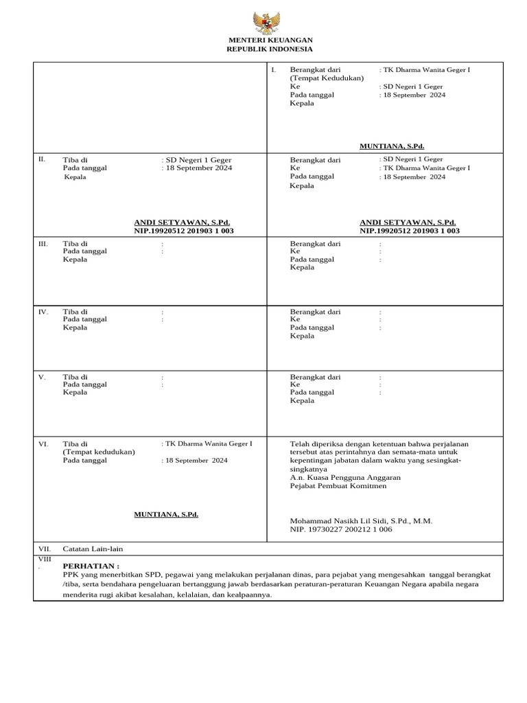 SPPD Pi 5 Terbaru - 234.a Tulungagung | PDF