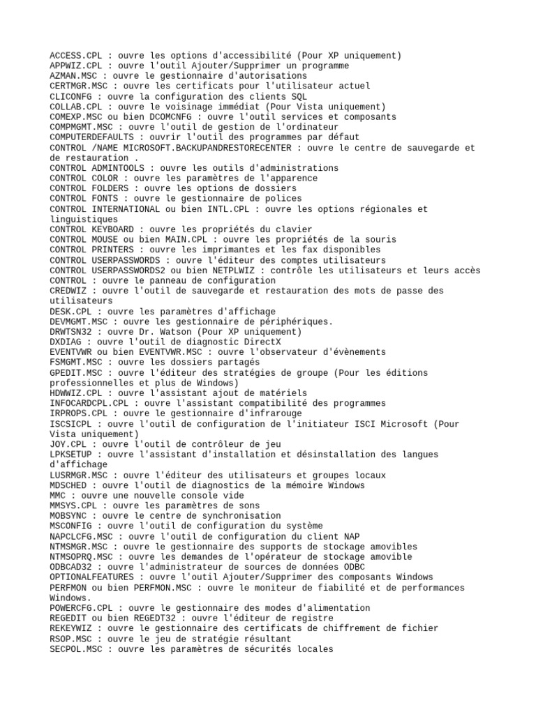 Liste de Commandes | PDF