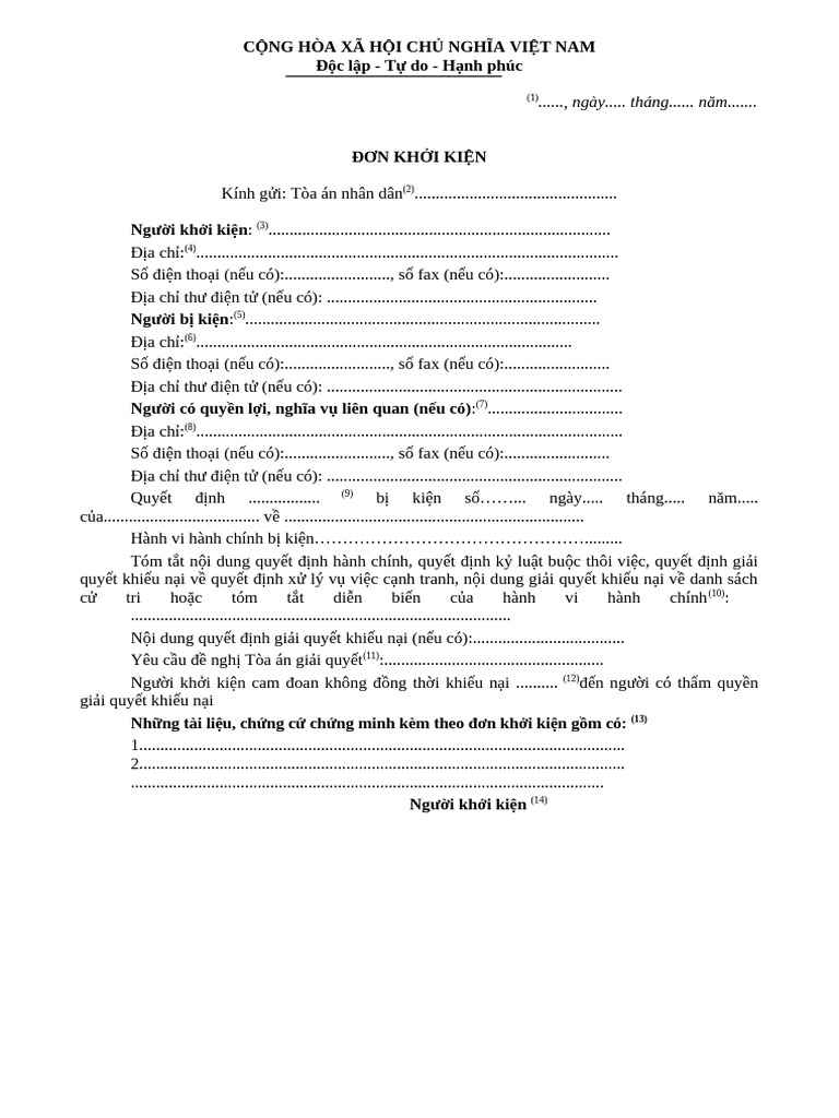 Don Khoi Kien Vu An Hanh Chinh | PDF