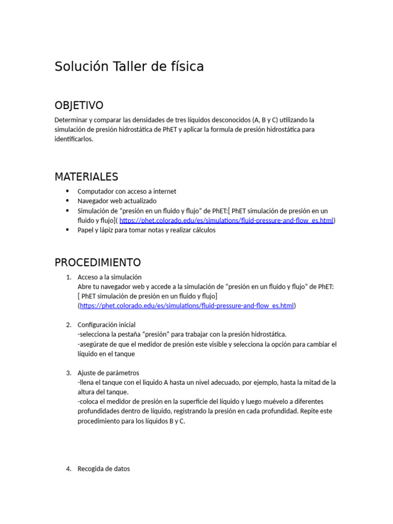 Solución Taller de Física | PDF