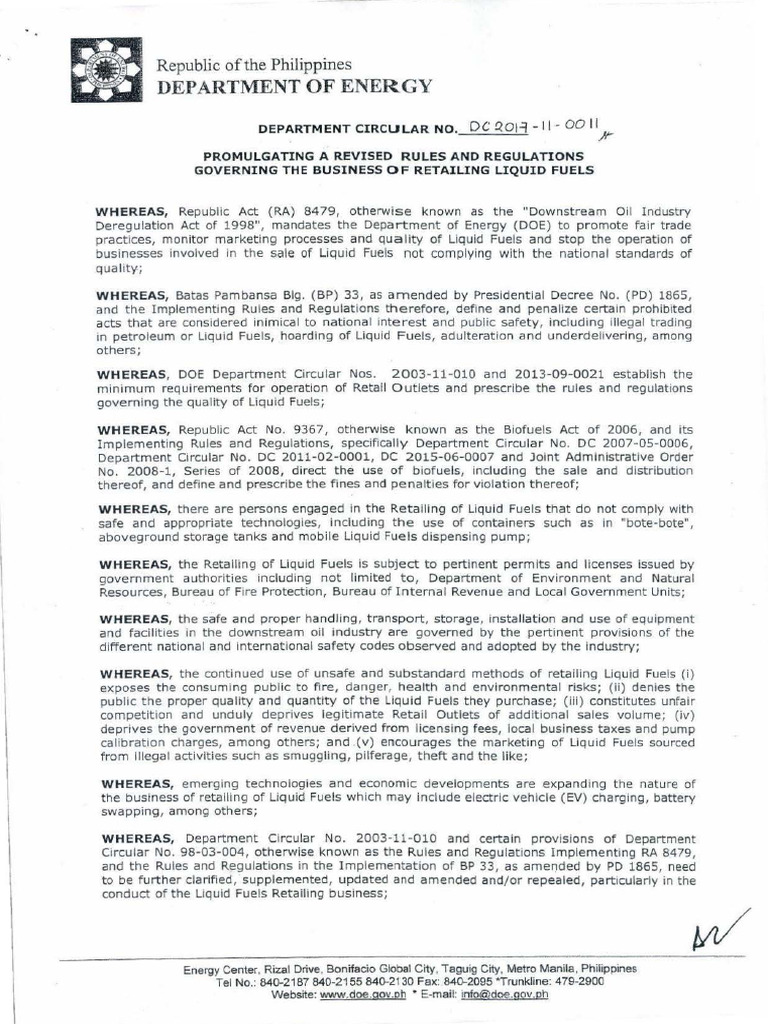 DOE DC 2017-11-011 - Revised Rules and Regulations Governing The ...