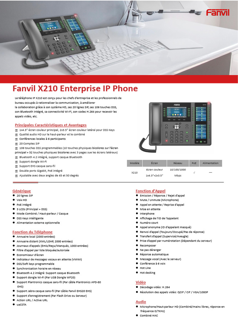 Fanvil_X210+V2_Datasheet_FR | PDF